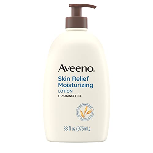 Aveeno Skin Relief Moisturizing Lotion for Very Dry Skin with Soothing Triple Oat & Shea Butter Formula, Dimethicone Skin Protectant Helps Heal Itchy, Dry Skin, Fragrance-Free, 33 fl. oz