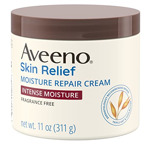 Aveeno Skin Relief Intense Moisture Repair Body Cream with Triple Oat & Shea Butter Formula, Helps Relieve & Restore Extra-Dry Skin with Long-Lasting Moisture, Fragrance-Free, 11 oz