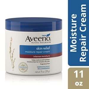 Aveeno Skin Relief Intense Moisture Repair Body Cream with Triple Oat & Shea Butter Formula, Helps Relieve & Restore Extra-Dry Skin with Long-Lasting Moisture, Fragrance-Free, 11 oz