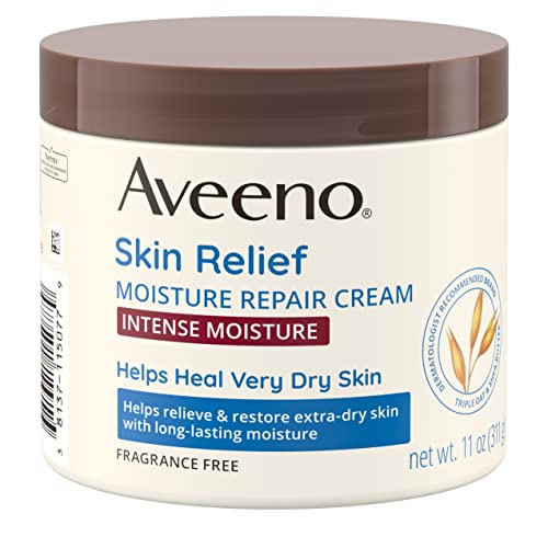 Aveeno Skin Relief Intense Moisture Repair Body Cream with Triple Oat & Shea Butter Formula, Helps Relieve & Restore Extra-Dry Skin with Long-Lasting Moisture, Fragrance-Free, 11 oz