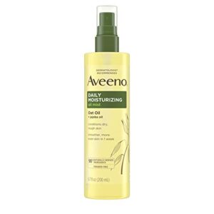 aveeno daily moisturizing dry body oil mist with oat and jojoba oil for dry, rough sensitive skin, nourishing & hypoallergenic body spray, paraben-, silicone- & phthalate-free, 6.7 fl. oz