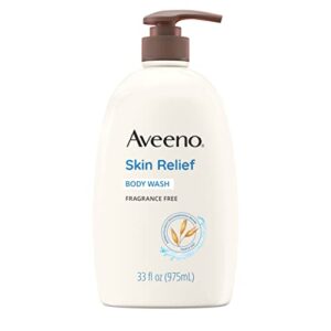 aveeno skin relief fragrance-free body wash with oat to soothe dry itchy skin, gentle, soap-free & dye-free for sensitive skin, 33 fl. oz