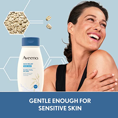 Aveeno Skin Relief Fragrance-Free Body Wash with Oat to Soothe Dry Itchy Skin, Gentle, Soap-Free & Dye-Free for Sensitive Skin, 33 fl. Oz