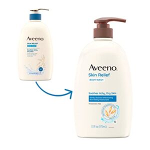 Aveeno Skin Relief Fragrance-Free Body Wash with Oat to Soothe Dry Itchy Skin, Gentle, Soap-Free & Dye-Free for Sensitive Skin, 33 fl. Oz