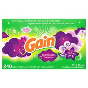 Gain Dryer Sheets Laundry Fabric Softener, Moonlight Breeze, 240 Count