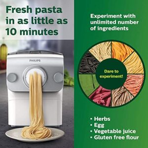 Philips Pasta & Noodle Maker Plus, Integrated Smart Scale - HR2378/06 (White, 8 Pasta Shaping Discs)