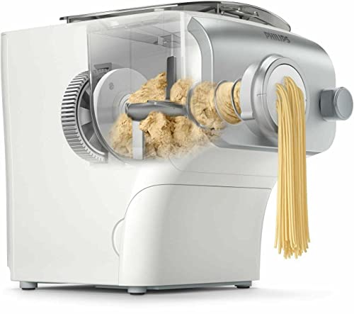 Philips Pasta & Noodle Maker Plus, Integrated Smart Scale - HR2378/06 (White, 8 Pasta Shaping Discs)