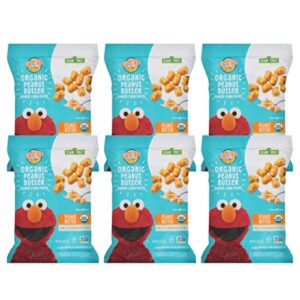 earth’s best organic kids snacks, sesame street toddler snacks, organic peanut butter baked corn puffs, gluten free snacks for kids 2 years and older, 2.5 oz bag (pack of 6)