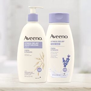 Aveeno Stress Relief Moisturizing Body Lotion with Lavender Scent, Natural Oatmeal to Calm & Relax, Non-Greasy Daily Stress Relief Lotion, 12 fl. oz