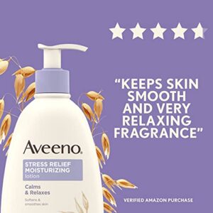 Aveeno Stress Relief Moisturizing Body Lotion with Lavender Scent, Natural Oatmeal to Calm & Relax, Non-Greasy Daily Stress Relief Lotion, 12 fl. oz