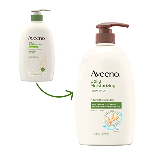 Aveeno Daily Moisturizing Body Wash with Soothing Oat Creamy Shower Gel (Soap Free and Dye Free/Light Fragrance), 33 Fl Oz