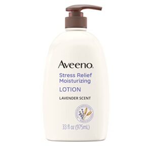 Aveeno Stress Relief Moisturizing Body Lotion with Lavender Scent, Natural Oatmeal to Calm & Relax, Non-Greasy Daily Stress Relief Lotion, 33 fl. oz