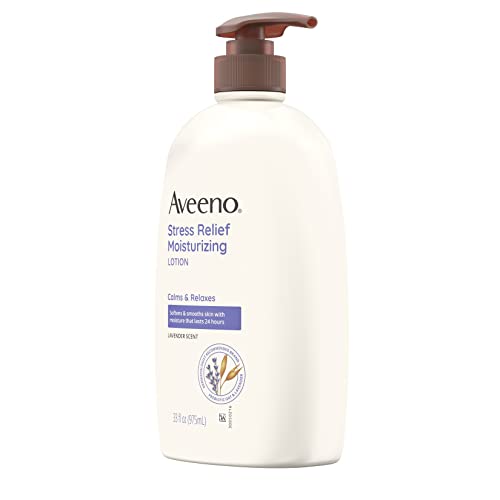 Aveeno Stress Relief Moisturizing Body Lotion with Lavender Scent, Natural Oatmeal to Calm & Relax, Non-Greasy Daily Stress Relief Lotion, 33 fl. oz