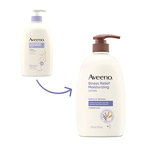 Aveeno Stress Relief Moisturizing Body Lotion with Lavender Scent, Natural Oatmeal to Calm & Relax, Non-Greasy Daily Stress Relief Lotion, 33 fl. oz