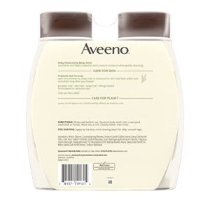 Aveeno Daily Moisturizing Body Wash for Dry, Sensitive Skin, Oat Body Wash Nourishes Dry Skin With Moisture, Soothing Prebiotic Oat & Rich Emollients, Light Fragrance, Twin Pack, 18 Fl. Oz