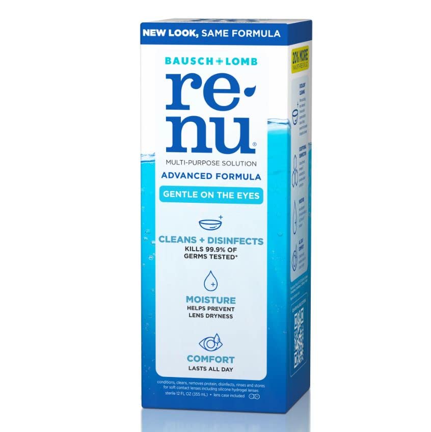 Renu Advanced Formula All Day Moisture Multi-Purpose Eye Contact Lens Solution 12 Fluid Ounces (Pack of 2)