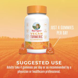 maryruth organics turmeric gummies | organic turmeric curcumin extract | chewable turmeric supplement | vegan, non-gmo, gluten free | peach, mango & lemon flavor | 250 mg per serving | 120 count