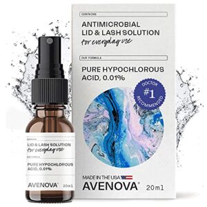 avenova eyelid and eyelash cleanser spray – dry eye relief with pure hypochlorous acid, gentle everyday lash cleanser for blepharitis irritation and stye treatment, fda cleared formula, 20ml (0.68oz)