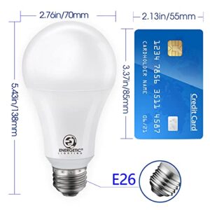 Energetic Dimmable A21 LED Bulb, 150 Watt Equivalent, Warm White 3000K, 2600LM, UL Listed, E26 Standard Base, Damp Rated, Super Bright Light Bulbs, 4 Pack