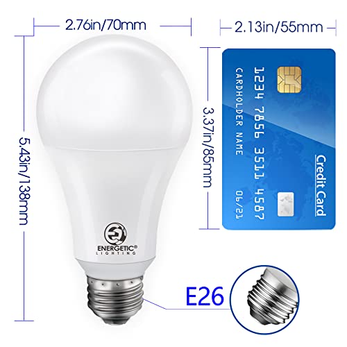 Energetic Dimmable A21 LED Bulb, 150 Watt Equivalent, Warm White 3000K, 2600LM, UL Listed, E26 Standard Base, Damp Rated, Super Bright Light Bulbs, 4 Pack