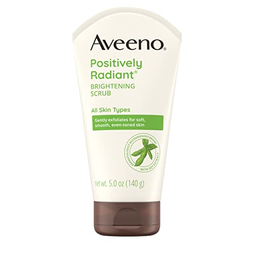 Aveeno Positively Radiant Skin Brightening Exfoliating Daily Facial Scrub, Moisture-Rich Soy Extract, helps improve skin tone & texture, Oil-& Soap-Free, Hypoallergenic, 5 oz