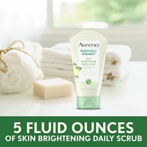 Aveeno Positively Radiant Skin Brightening Exfoliating Daily Facial Scrub, Moisture-Rich Soy Extract, helps improve skin tone & texture, Oil-& Soap-Free, Hypoallergenic, 5 oz