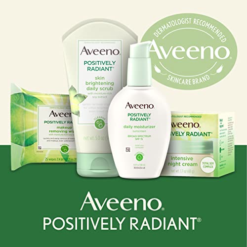 Aveeno Positively Radiant Skin Brightening Exfoliating Daily Facial Scrub, Moisture-Rich Soy Extract, helps improve skin tone & texture, Oil-& Soap-Free, Hypoallergenic, 5 oz