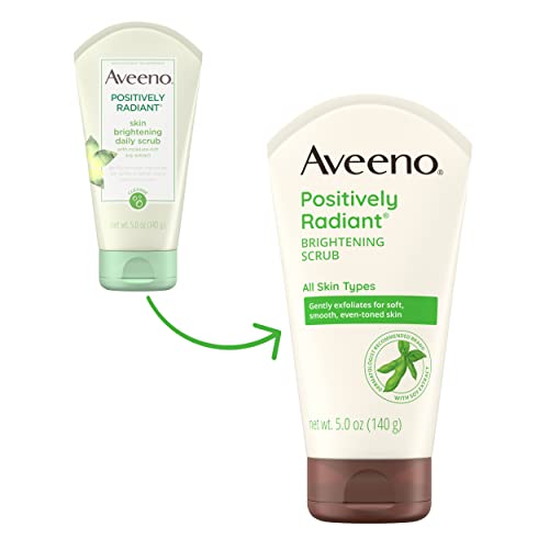 Aveeno Positively Radiant Skin Brightening Exfoliating Daily Facial Scrub, Moisture-Rich Soy Extract, helps improve skin tone & texture, Oil-& Soap-Free, Hypoallergenic, 5 oz