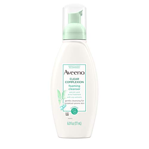 Aveeno Clear Complexion Foaming Facial Cleanser, Scentless, 6 Fl Oz (Pack of 1) Package may vary