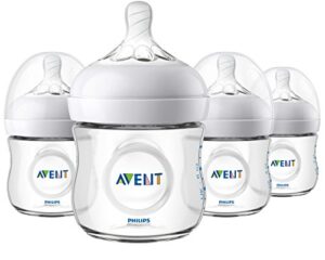 philips avent natural baby bottle, clear, 4 oz, 4 pack, scf010/47