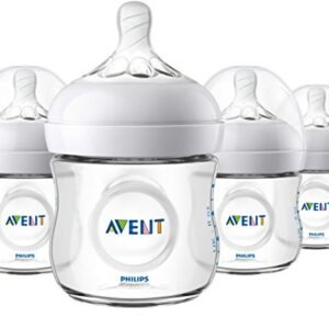 Philips Avent Natural Baby Bottle, Clear, 4 Oz, 4 Pack, SCF010/47