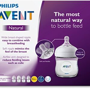 Philips Avent Natural Baby Bottle, Clear, 4 Oz, 4 Pack, SCF010/47