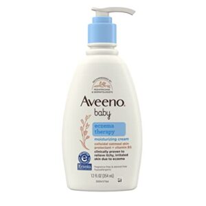 aveeno baby eczema therapy moisturizing cream, natural colloidal oatmeal & vitamin b5, baby eczema cream for dry, itchy, irritated skin due to eczema, paraben- & steroid-free, 12 fl. oz