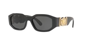 versace ve 4361 gb1/87 black plastic geometric sunglasses grey lens