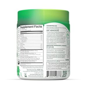 KOS USDA Organic Super Greens Powder - Plant Based Algae Superfood Blend with Spirulina, Chlorella & Wheatgrass - Keto, Vegan, Daily Green Juice Smoothie Drink - Green Apple Sorbet Flavor, 28 Servings