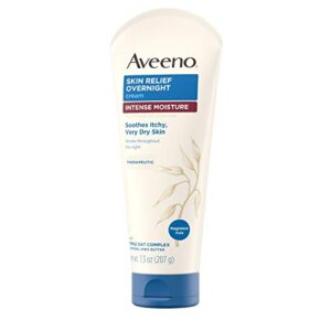 Aveeno Skin Relief Overnight Intense Moisture Cream with Triple Oat Complex & Natural Shea Butter, Therapeutic Dimethicone Skin Protectant for Dry Itchy Skin Relief, Fragrance- & Steroid-Free, 7.3 oz