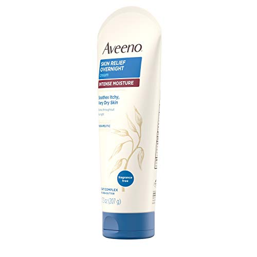 Aveeno Skin Relief Overnight Intense Moisture Cream with Triple Oat Complex & Natural Shea Butter, Therapeutic Dimethicone Skin Protectant for Dry Itchy Skin Relief, Fragrance- & Steroid-Free, 7.3 oz