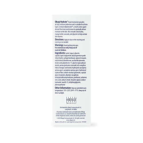 Obagi Hydrate Facial Moisturizer with Hydromanil for Long-Lasting Moisture Protection - Contains Shea Butter, Mango Butter, and Avocado Oil 1.7 oz.