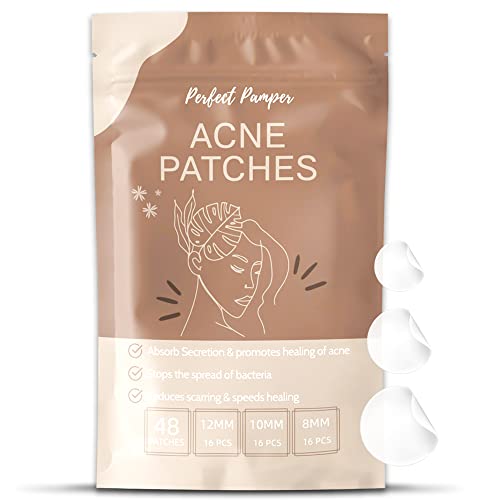 Perfect Pamper Acne Patches - Medical Grade Hydrocolloid Pimple Patch, Covers Pimples, Zits, and Blemishes. Heals Acne, Reduces Inflammation and Redness for Beautiful, Clear Skin. 48 Patches in Resealable Pouch. Cruelty Free