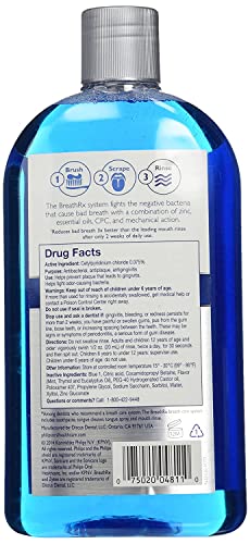 Philips Sonicare BreathRx Antibacterial Mouth Rinse, Blue, Clean Mint, 16 Fl Oz