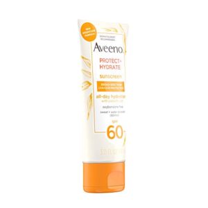 Aveeno Protect + Hydrate Moisturizing Body Sunscreen Lotion With Broad Spectrum Spf 60 & Prebiotic Oat, Weightless & Refreshing Feel, Paraben-free, Oil-free, Oxybenzone-free, 3.0 ounces