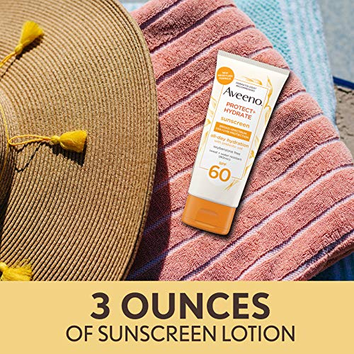 Aveeno Protect + Hydrate Moisturizing Body Sunscreen Lotion With Broad Spectrum Spf 60 & Prebiotic Oat, Weightless & Refreshing Feel, Paraben-free, Oil-free, Oxybenzone-free, 3.0 ounces