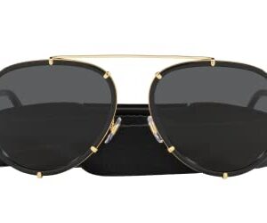 Versace VE 2232 143887 Black Metal Aviator Sunglasses Grey Lens