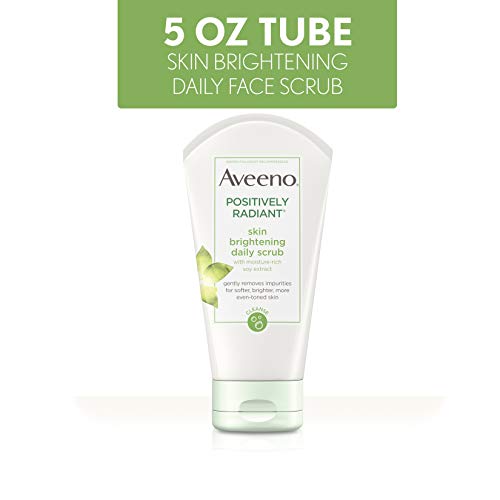 Aveeno Positively Radiant Skin Brightening Exfoliating Daily Facial Scrub, Moisture-Rich Soy Extract, Oil- & Soap-Free Tone-Evening Face Cleanser, Hypoallergenic & Non-Comedogenic, 5 oz