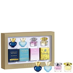 versace gifts & sets womens mini set (pour femme dylan blue 0.17 oz edp, pour femme dylan turguoise edt, bright crystal edt yellow diamond edt)