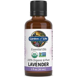 garden of life essential oil, lavender 30 ml, usda organic & pure, clean, undiluted & non-gmo – for diffuser, aromatherapy, meditation, skincare, sleep – calming, relaxing, soothing, 1 fl oz