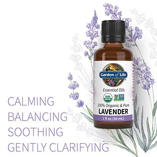 Garden of Life Essential Oil, Lavender 30 ml, USDA Organic & Pure, Clean, Undiluted & Non-GMO - for Diffuser, Aromatherapy, Meditation, Skincare, Sleep - Calming, Relaxing, Soothing, 1 Fl Oz