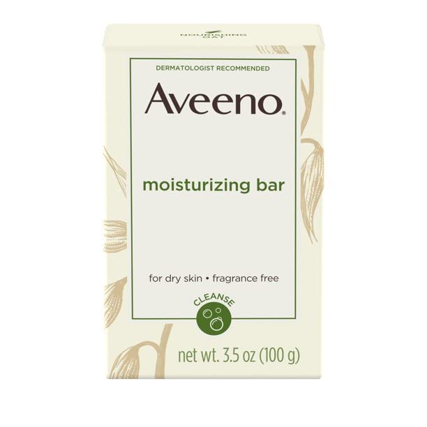 Aveeno Gentle Moisturizing Bar Facial Cleanser with Nourishing Oat for Dry Skin, Fragrance-free, Dye-Free, & Soap-Free, 3.5 oz (Pack of 2)