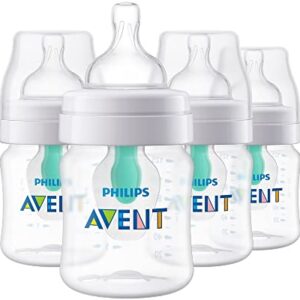 Philips Avent Anti-Colic Baby Bottles with AirFree Vent, 4oz, 4pk, Clear, SCY701/04