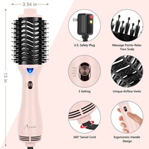 Hair Dryer Brush, Aima Beauty One Step Hair Dryer and Styler Volumizer with Negative Ion for Reducing Frizz and Static, Hair Styling Tools, Pink